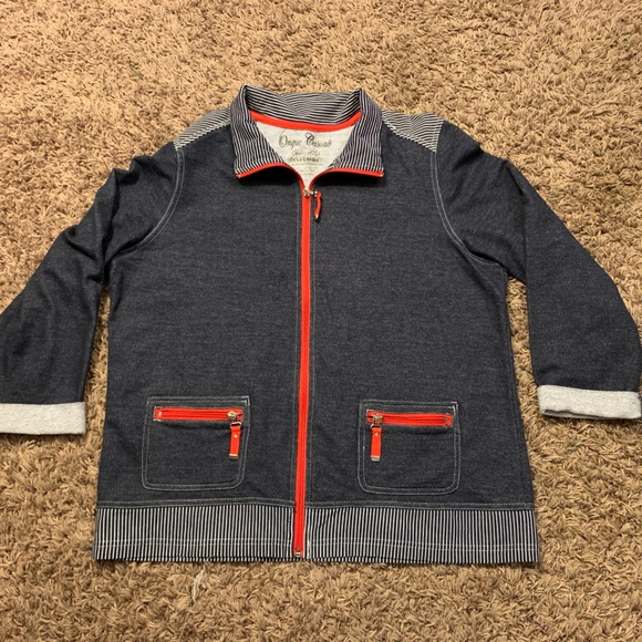 Onque Casuals | Tops | Onque Casuals Zip Up Red White And Blue Light ...